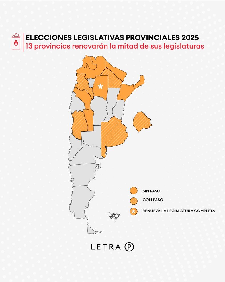 Elecciones 2025: este es el mapa de las legislativas provinciales