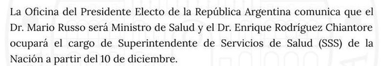 Ascenso directo para Mario Russo en Salud: de secretario a ministro en ...